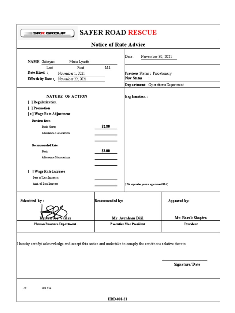 Notice of Rate Adjustments | PDF | Wages And Salaries | Factor Income ...