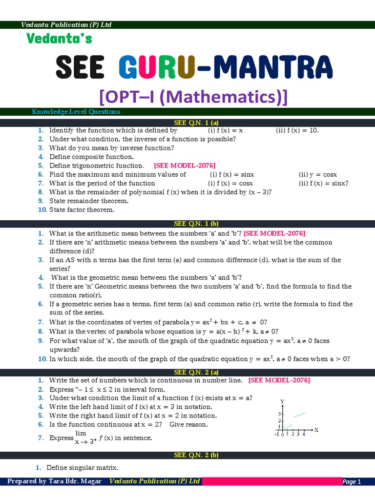SEE Guru-Mantra Mathematics Guide | PDF | Circle | Trigonometric Functions