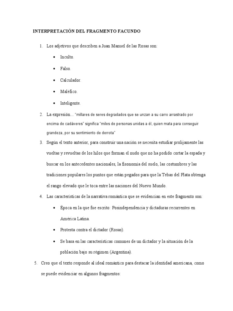 Interpretación Del Fragmento Facundo | PDF | Argentina