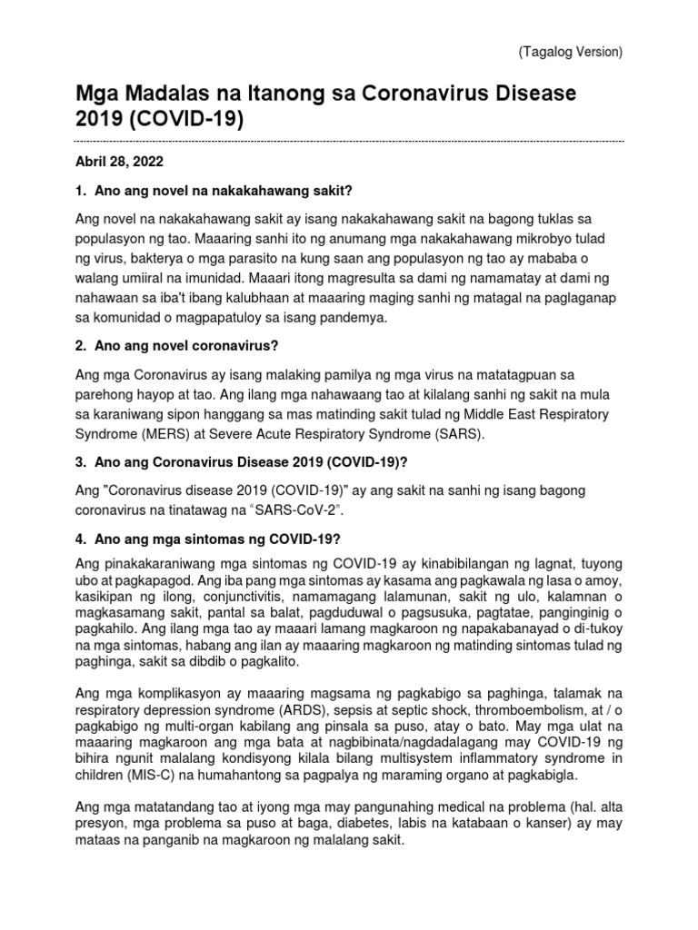 Faq Covid19 Tagalog | PDF