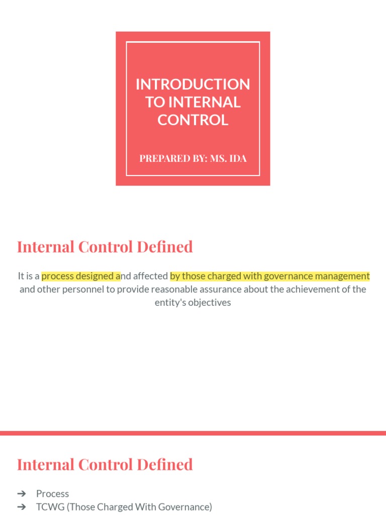Introduction To Internal Control | PDF | Internal Control | Business