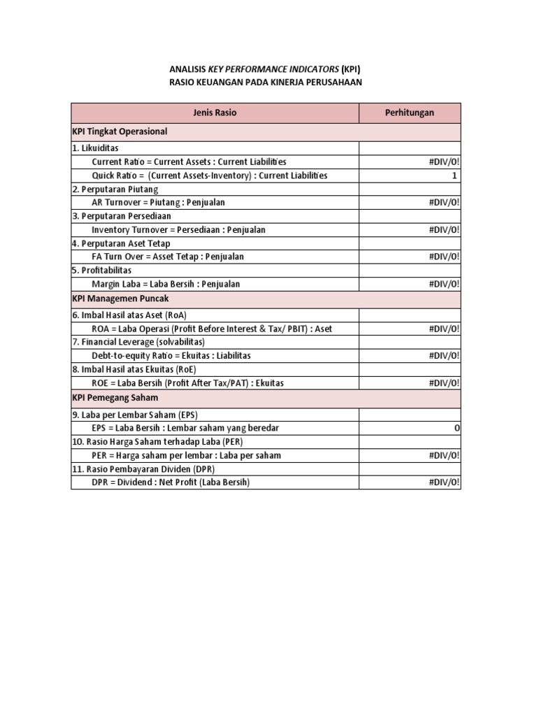 KPI Rasio Keuangan | PDF