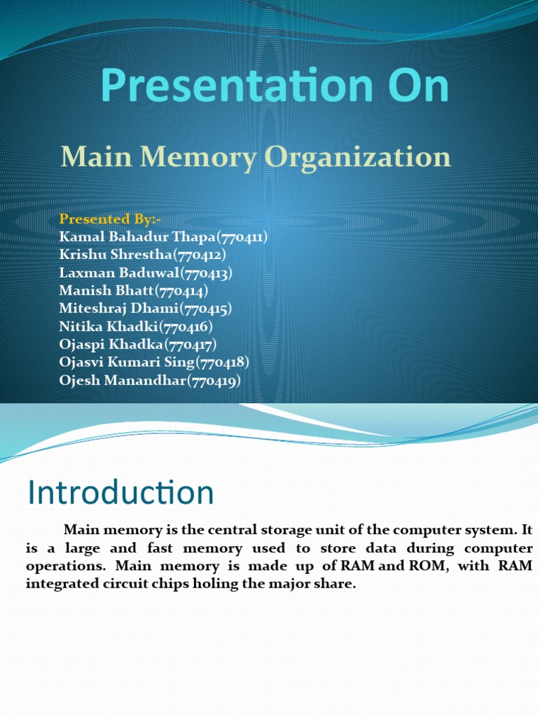 Presentation On: Main Memory Organization | PDF