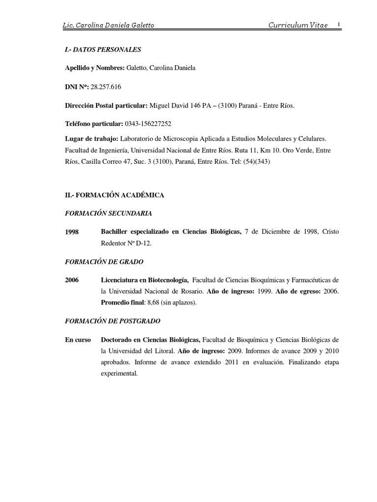 Ejemplo de Curriculum Vitae | PDF | Doctorado | Alimentos