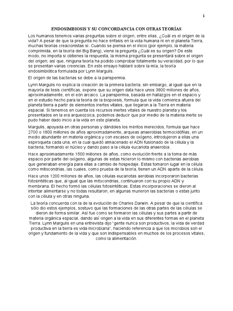 La teoría endosimbiótica de Lynn Margulis: el origen de la vida a ...