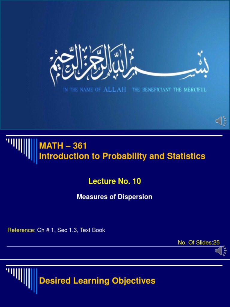 Lecture No 10 | PDF | Standard Deviation | Variance Lecture No 10 | PDF | Standard Deviation | Variance