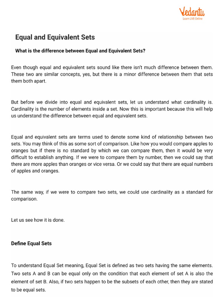 Equal and Equivalent Sets | PDF