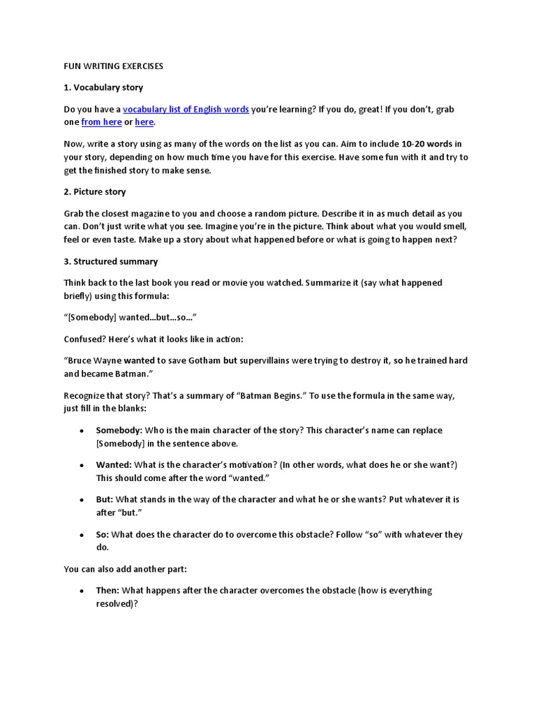 Fun Writing Exercises | PDF | Batman