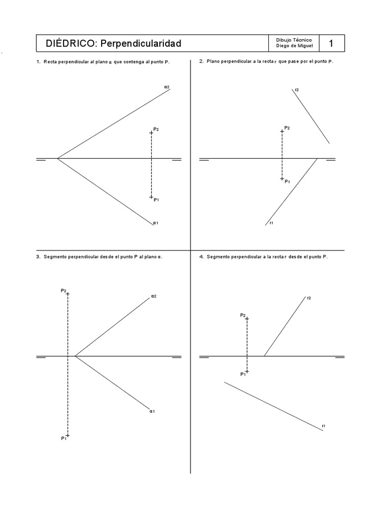Diedrico Perpendicularidad | PDF | Perpendicular | Geometría