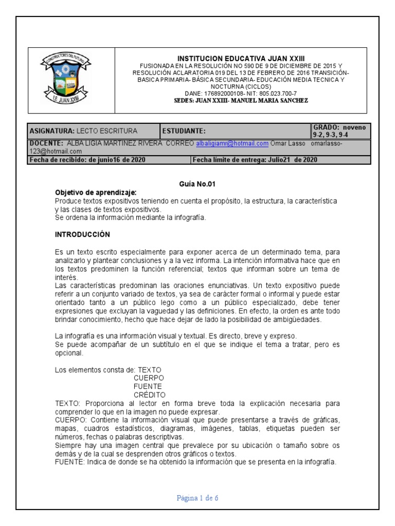 Guía de Textos Expositivos e Infografía | PDF | Infografia