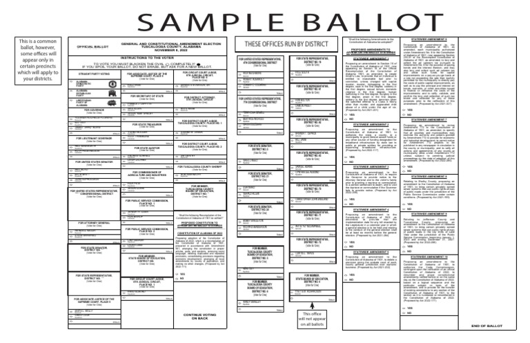 Alabama 2022 General Election Ballot | PDF | Alabama | Republican Party ...