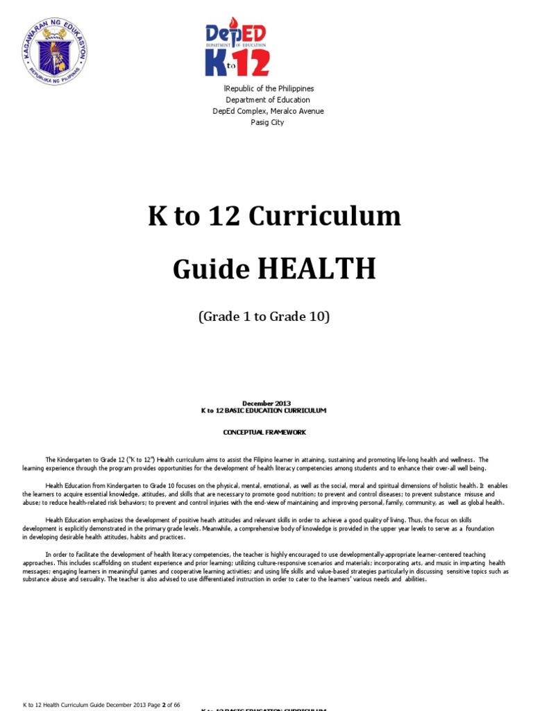 K To 12 Curriculum Guide HEALTH | PDF | Malnutrition | Preventive ...