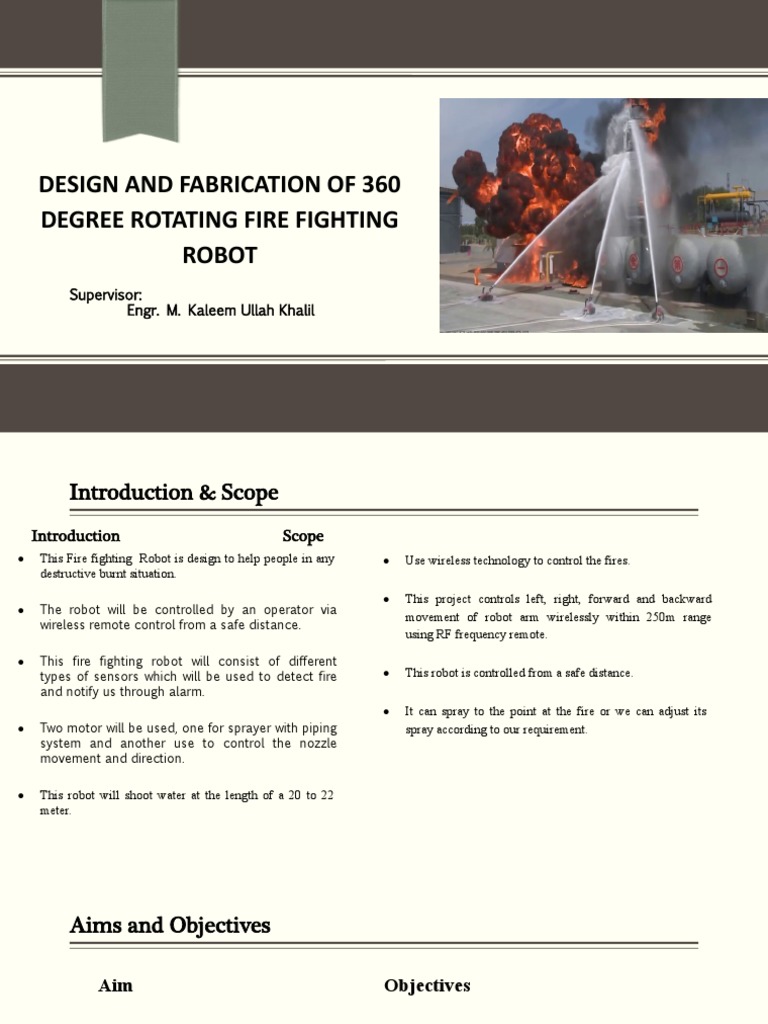 Design and Fabrication of 360 Degree Rotating Fire-1 | PDF | Firefighting | Robot