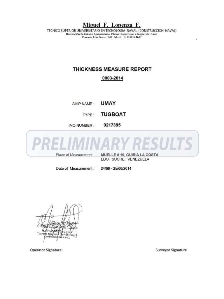 Reporte Medicion Espesores Umay | PDF