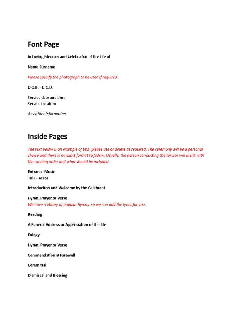 Order of Service Text | PDF