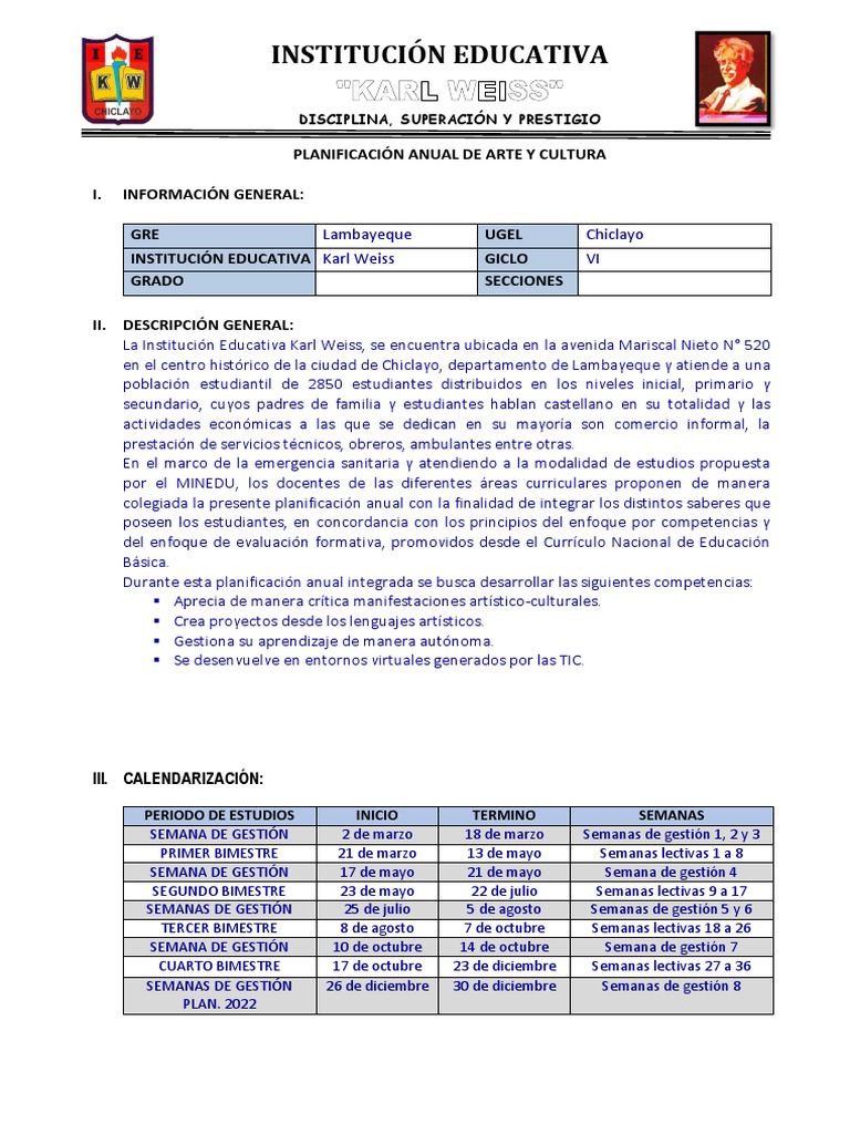 Programacion Anual 2022 | PDF | Evaluación | Cognición