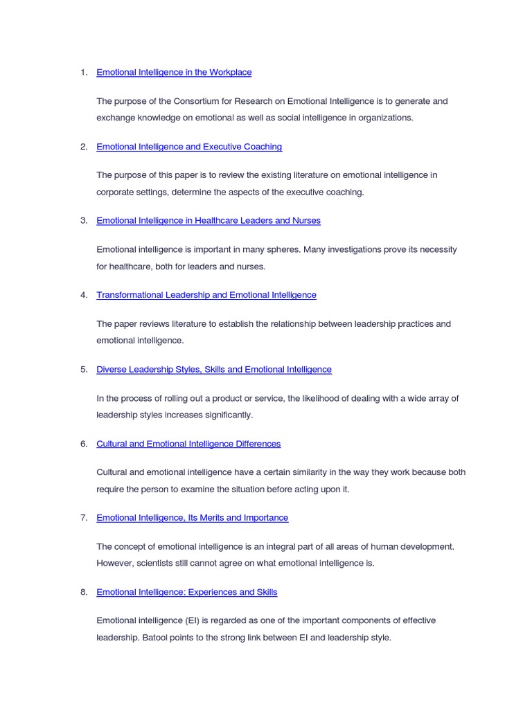 EI in Workplace, Healthcare, Leadership | PDF | Emotional Intelligence ...