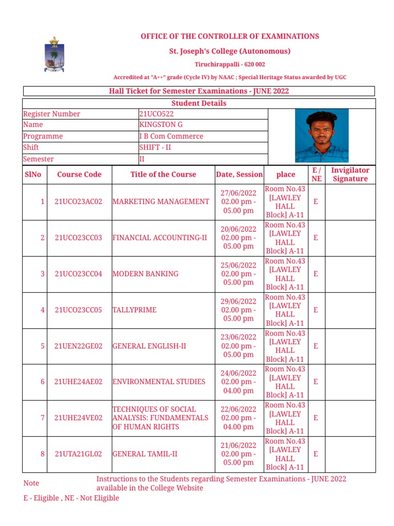 Office of The Controller of Examinations - Hall Ticket - Download-1 | PDF | Computing