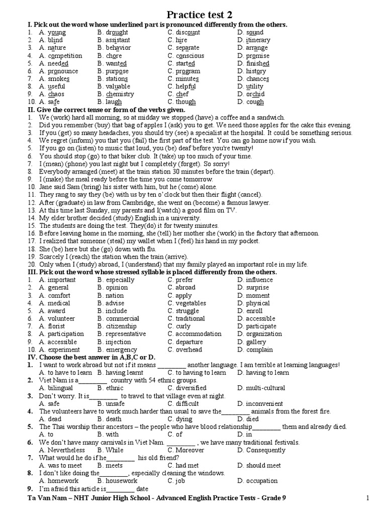 Advanced Practice Test 2 Pdf Vietnam Southeast Asia