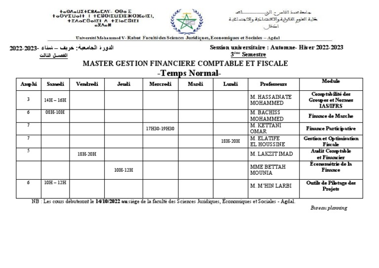 Master s3 GFCF TN 2022 - 2023 | PDF | Comptabilité | Sociétés