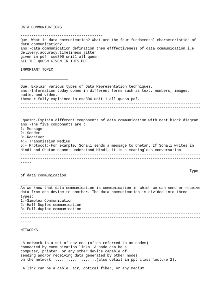Computer Networking Notes | PDF | Computer Network | Telecommunications