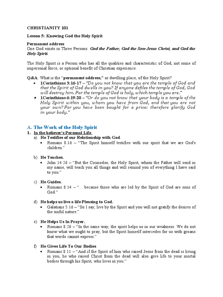 PowerPoint CHRISTIANITY 101 L5 Knowing God The Holy Spirit | PDF | God ...