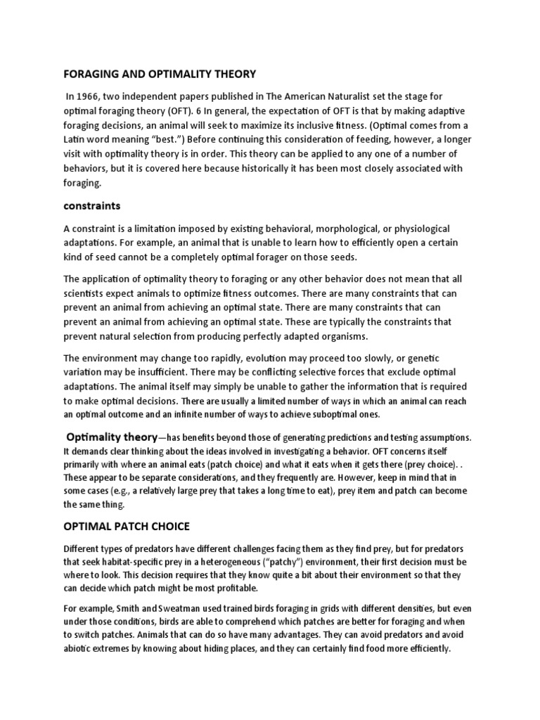 Foraging Optimality | Download Free PDF | Foraging | Predation Foraging Optimality | Download Free PDF | Foraging | Predation