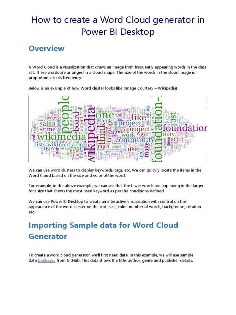 Create Word Cloud in Power BI Desktop | PDF | Information Science ...