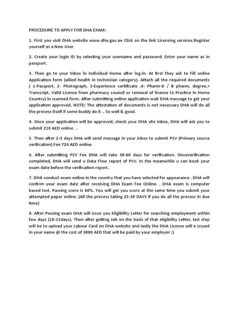 REGISTRATION PROCEDURE of DHA | PDF