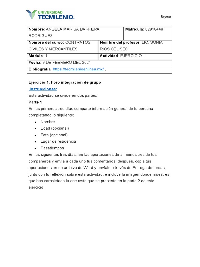 Ejercicio 1 Contratos Civiles y Mercantiles | PDF