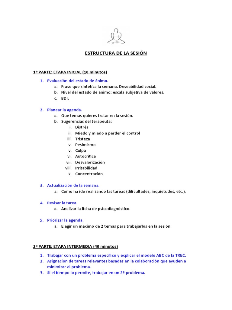Estructura de La Sesión Terapéutica | PDF Estructura de La Sesión Terapéutica | PDF