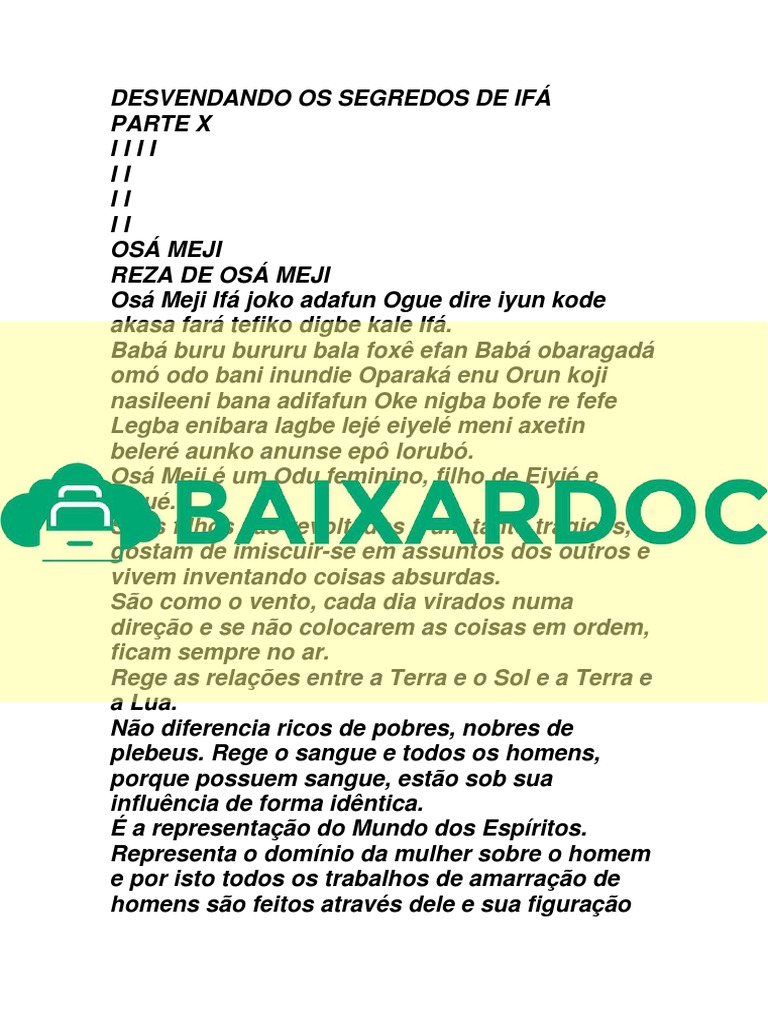 Odu e Omo Odus de Osa | PDF