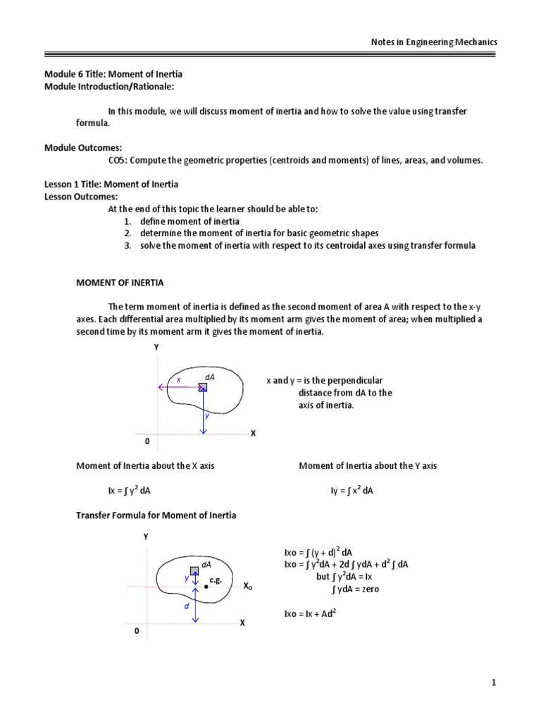 Module 6 Moment of Inertia | PDF | Physical Quantities | Mathematics