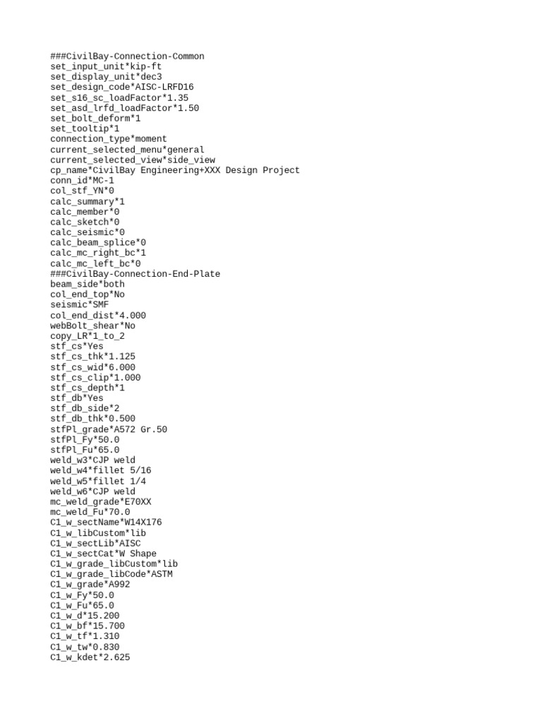 Specification of Material Properties, Connection Geometry, and Design ...