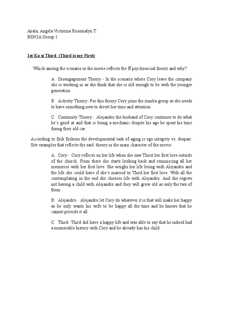 Aging Reflections in "1st Ko si Third" | PDF | Learning | Psychology