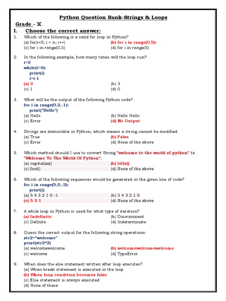 Python Question Bank-10-TERM1PAPER | PDF | Control Flow | String (Computer Science)