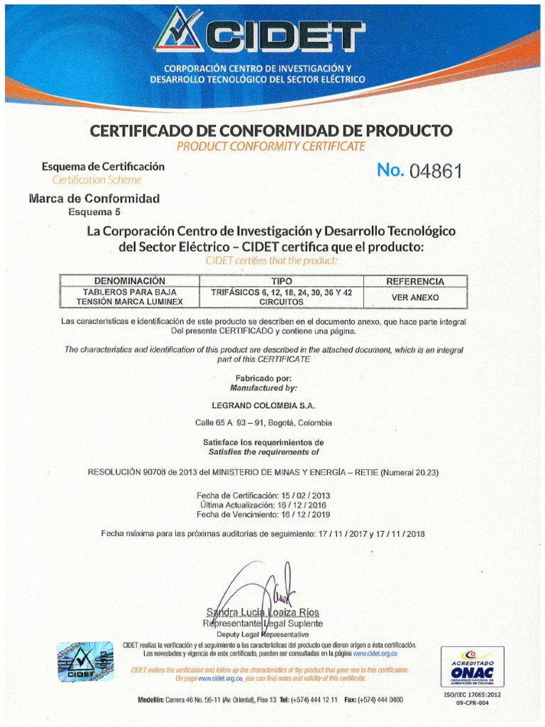 Certificado Cide (Vencido) | PDF