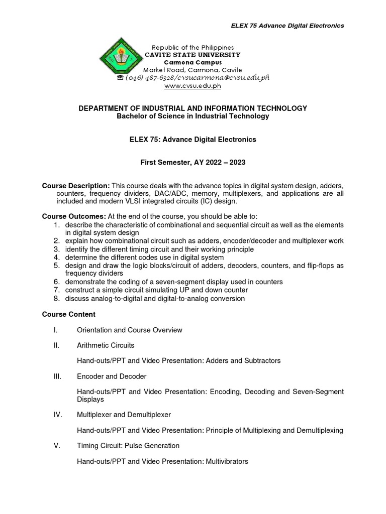 Advanced Digital Electronics Course | PDF | Digital To Analog Converter | Electronic Circuits