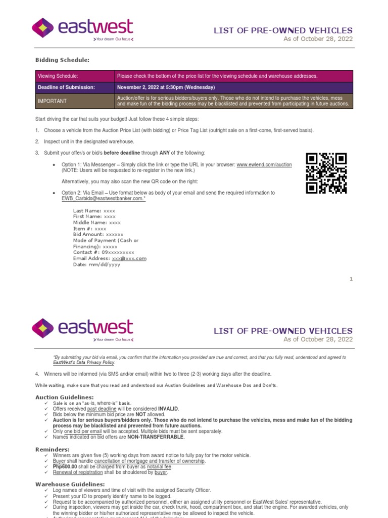List of Pre-Owned Vehicles For Sale - 10.28.22 | PDF | Auction | Land ...