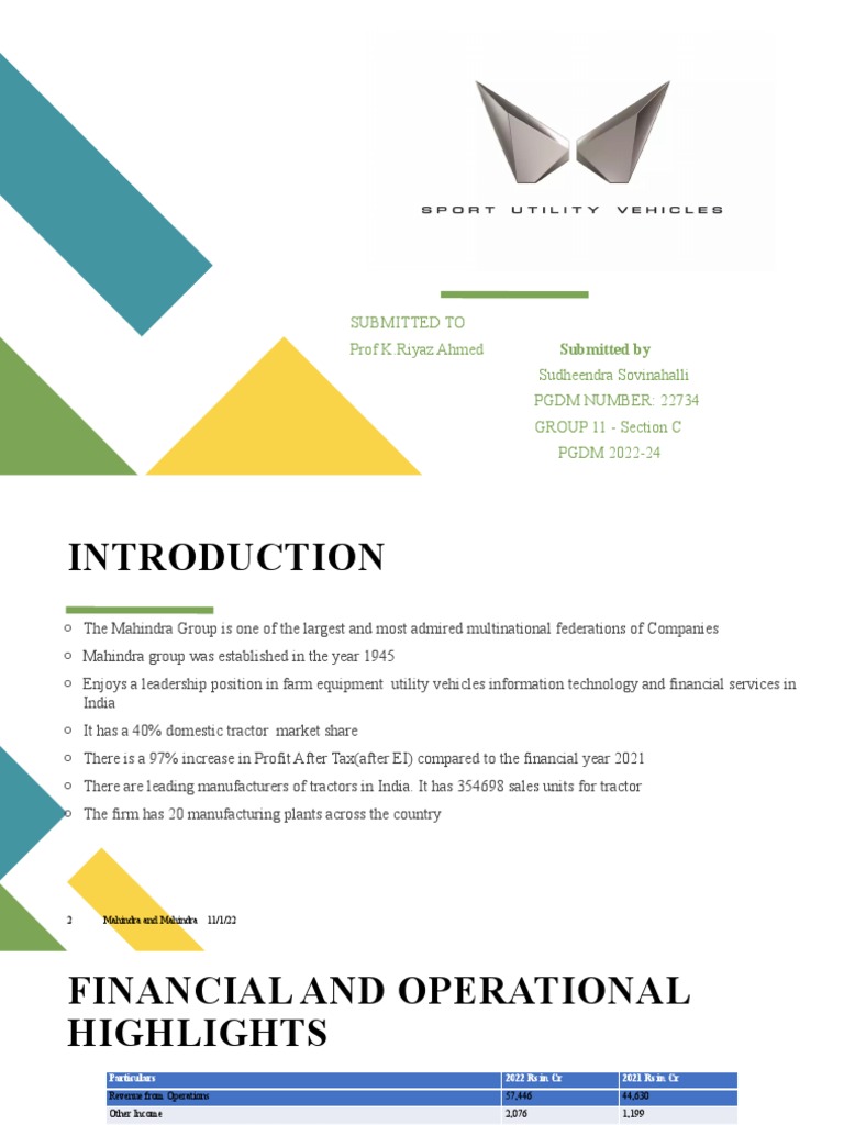 Mahindra Annual Report Analysis Pdf Taxes Stocks