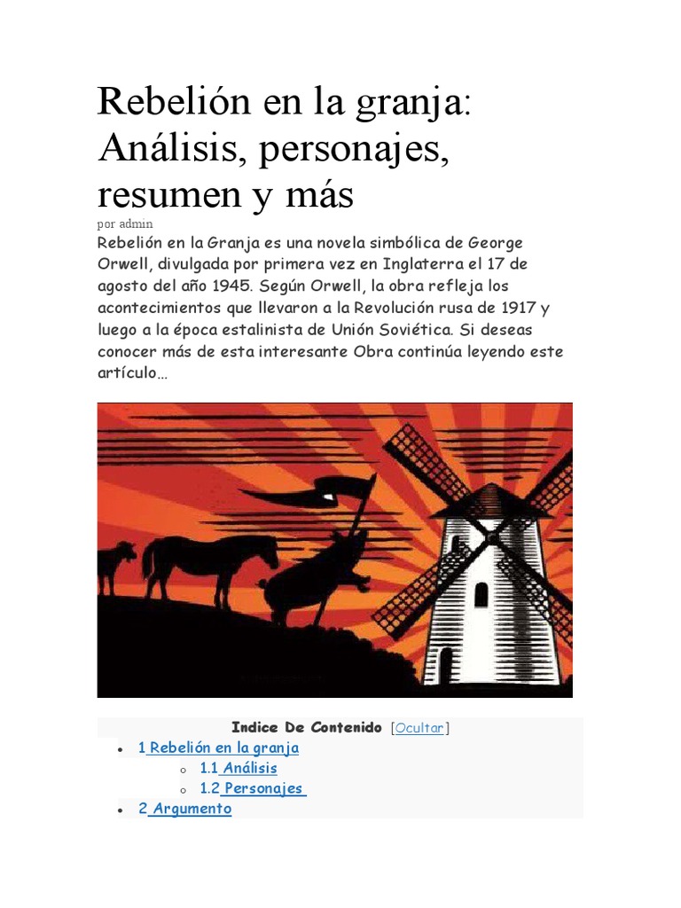 Resumen y Analisis de Rebelión en La Granja | PDF | Comunismo | Joseph ...