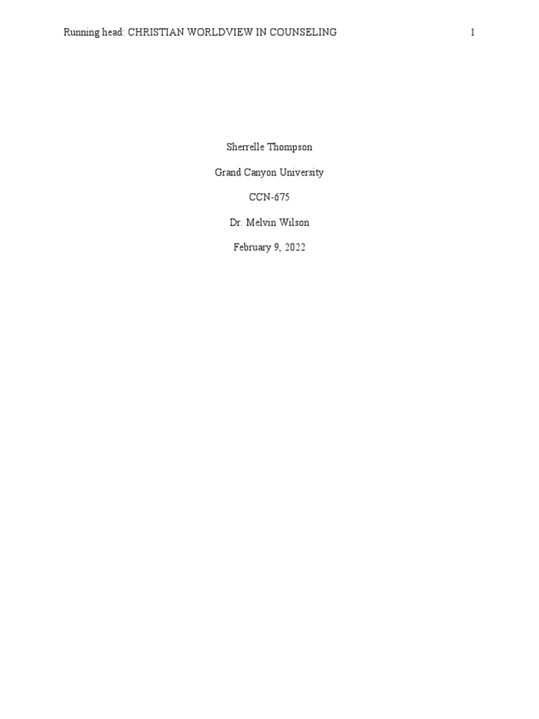 Christian Worldview in Counseling | PDF | Christian Counseling | Bible