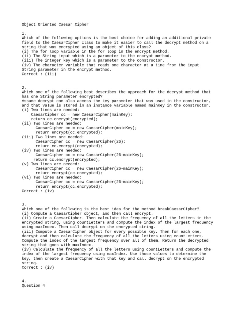 Object Oriented Caesar Cipher | PDF | Encryption | Parameter (Computer Programming)