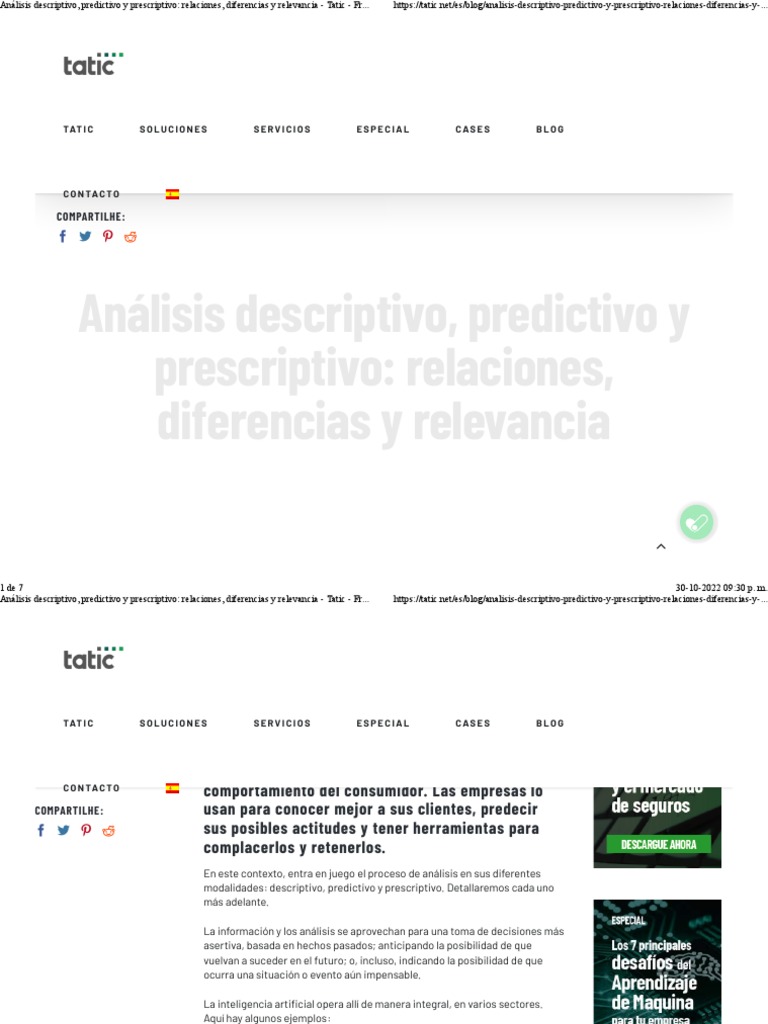 Análisis Descriptivo, Predictivo y Prescriptivo Relaciones, Diferencias y Relevancia - Tatic ...