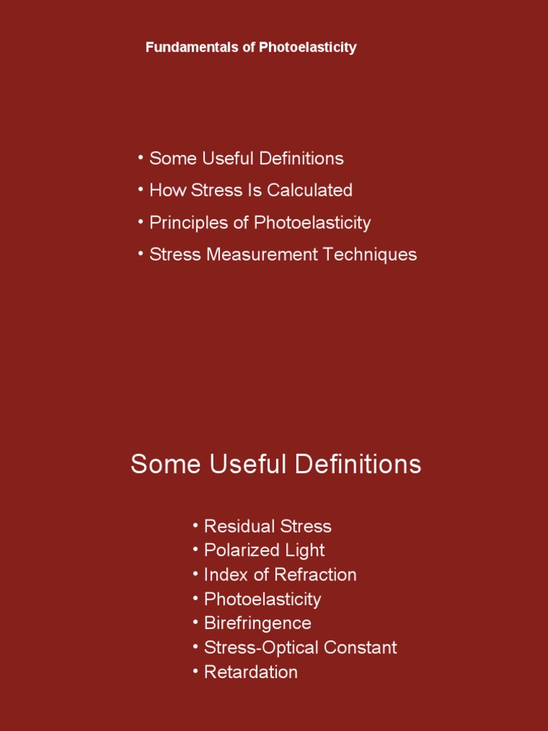 Fundamentals of Photoelasticity | PDF | Polarization (Waves) | Refractive Index