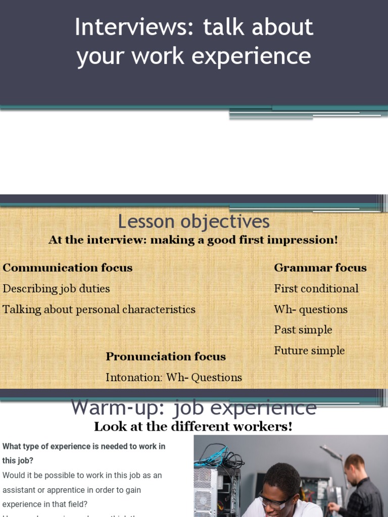 Interviews: Talk About Your Work Experience | PDF | Verb | Languages