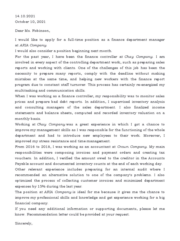English Cover Letter | PDF