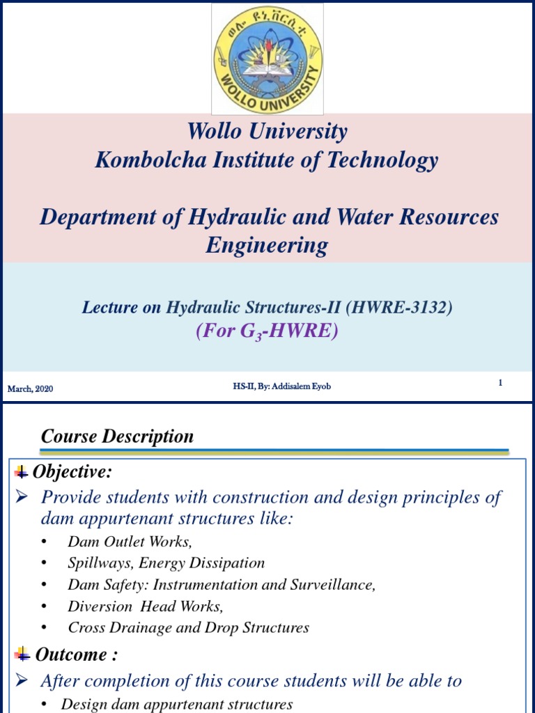 Lecturenote 1628442650hs Ii Lecture On Ch 1 Pdf Spillway Dam