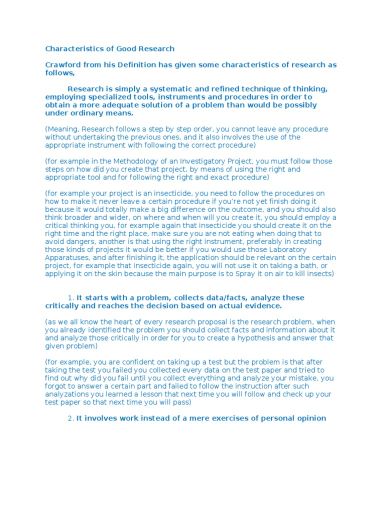 Characteristics of Good Research | PDF | Experiment | Data