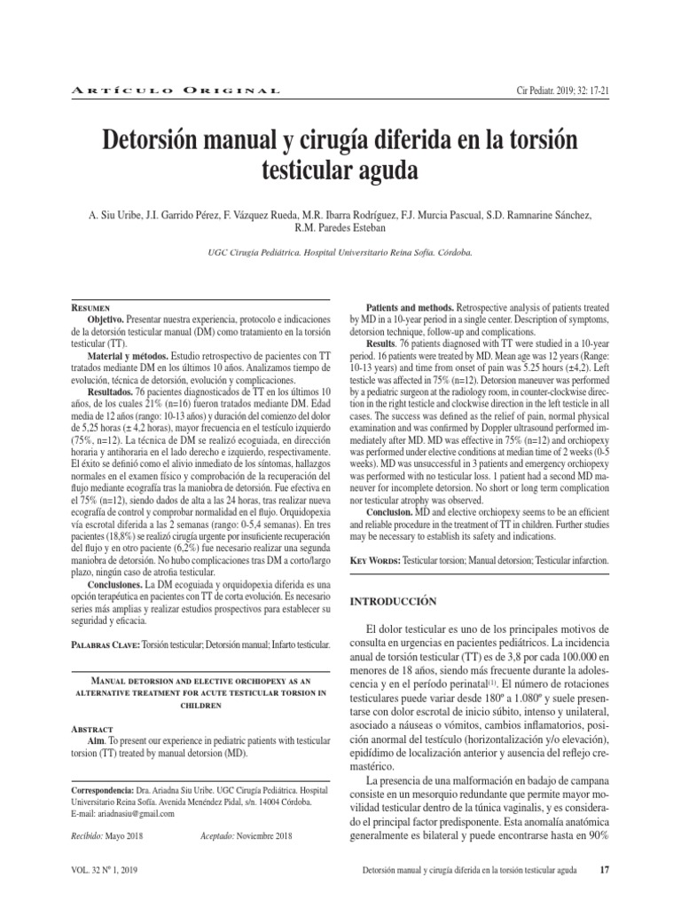 Detorsión manual en torsión testicular | PDF | Ultrasonido médico | Cirugía